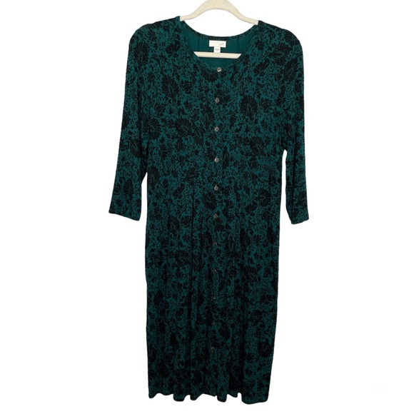 J. Jill | Dresses | Jjill Green Floral Casual Knee Length Shift Dress ...